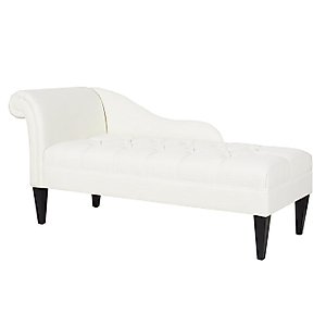 Jennifer Taylor Home Harrison Tufted Roll Arm Chaise Lounge, Antique White Polyester