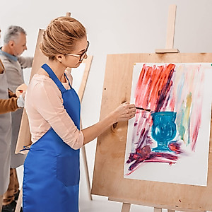 Meanplan 48 Pieces Bib Aprons Adult Women Girls Aprons Plain Color Bib Aprons Chef Aprons with 2 Pockets Washable for Cooking Baking Kitchen Crafting BBQ Drawing