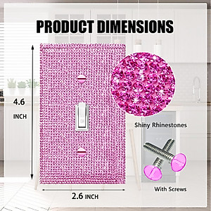 Gaocai 1 Pcs Shiny Silver Pink Rhinestone Wall Plate Cover 1 Gang Decorative Light Switch Cover Rhinestones Switch Covers