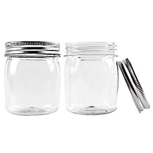 novelinks 8 Ounce Clear Plastic Jars Containers With Screw On Lids - Refillable Round Empty Plastic Slime Storage Containers for Kitchen & Household Storage - BPA Free (32 Pack)