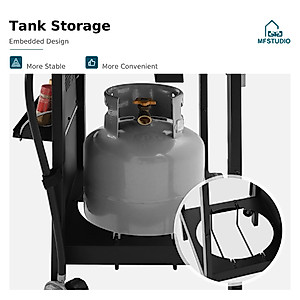 MFSTUDIO 2-Burner Propane Gas BBQ Grill with Cast Iron Griddle Pan, 20,000 BTU Output Small Barbecue Grill for Outdoor, Patio, Backyard and Balcony