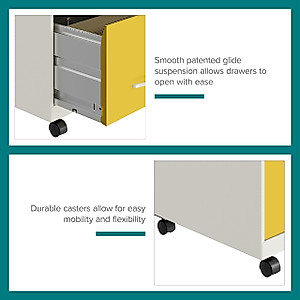 Space Solutions 18" 2 Drawer Mobile Metal Vertical File Cabinet White/Goldfinch