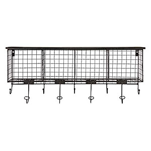 Linon AHWE12381 Lanette 4-Cubby Wall Shelf, 13" x 30" x 6.5", Black