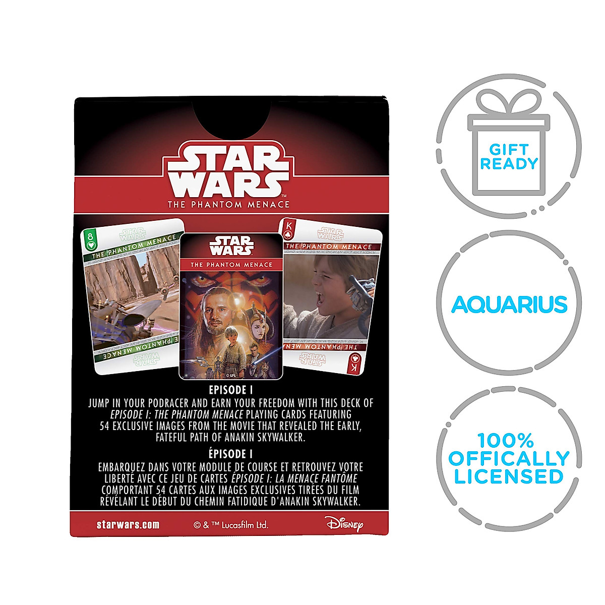 Star Wars Playing Cards - Episode 1 - The Phantom Menace Deck of Cards for Your Favorite Card Games - Officially Licensed Star Wars Merchandise and Collectibles - Poker Size with Linen Finish