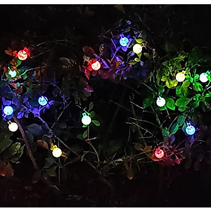 SPLOcolor Solar String Lights Outdoor, 20ft Waterproof 30 LEDs 8 Modes Crystal Globe Solar String Fairy Lights Backyard Patio Christmas Lights for Holiday Party Gardens Backyard Wedding (Multicolor)