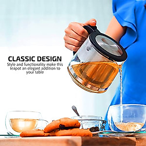 Ovente 27 Ounce Reusable Loose Leaf Tea Infuser Well Matched with Glass Tea Kettle KG612S, Portable Tea Maker with Cool Touch Handle & Easy to Flip Lid, Easy Clean Teapot with Free Scoop, Black FGK27B