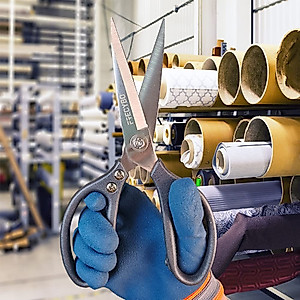 FTECYBO Heavy Duty Scissors 9'', All Purpose, Leather Scissors, Reinforced Stainless Steel Blades with Metal Handles for Home, Office, Easy Cutting Cardboard, Fabric, Carpet, Leather