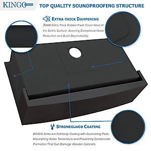 KINGO HOME 33 inch Black Farmhouse Sink, 16 Gauge Ledge Stainless Steel Rustic Farmhouse Sink Apron Front Undermount Farm Kitchen Sink with Accessories Farmers Sink Rustic Farmhouse Kitchen Sink