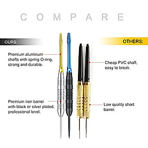 centaur 12 Pack Steel Tip Darts, Professional 22 Grams Metal Dart Set with 4 Colors Premium Aluminum Shafts and PET Flights and Dart Case, Flight Protector Dart Board Kit Accessories, Silver & Black