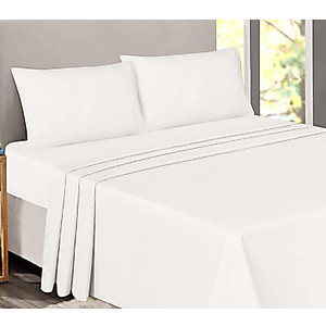 RUVANTI 100% Cotton Sheets for Full Size Bed - Crispy Cooling Percale Sheets - Breathable & Durable Full Sheet Set - Deep Pocket 16 Inches (Fits up to 18") - Off White - 4 Pieces