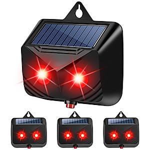 4Pcs Solar Nocturnal Animal Repeller Predator Control Light Coyote Repellent Devices with LED Lights Outdoor Night Guard Animal Predator Repellent for Deer,Cat,Coyote from Yard Farm&Chicken Coop (Red)