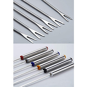 Vincilee 18 Pieces Stainless Steel Fondue Forks with Heat Resistant Handle For Cheese Chocolate Fondue Roast Marshmallows Meat Dessert Fork Fondue Melting Skewer Barbecue fork Kitchen Tools