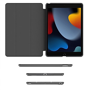 Soke Case for iPad 9th/8th/7th Generation 2021/2020/2019, [Slim Trifold Stand + Auto Wake/Sleep], Premium Protective Hard PC Back Cover for Apple iPad 10.2 Inch (Dark Grey)