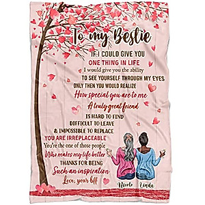 Best Friend Blanket Custom Name - Customized to My Bestie I Love You Throw. Personalized Birthday Friendship Gift for Women, Teen Girls, Besties, Sister - Long Distance BFF Gift (Pink, Fleece)