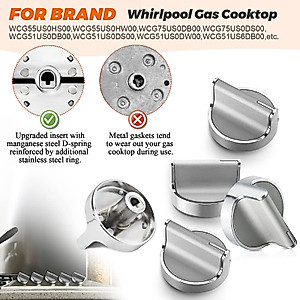 𝟮𝟬𝟮𝟰 𝙐𝙥𝙜𝙧𝙖𝙙𝙚𝙙 W10594481 Gas Range Stove Knobs 5pcs Replaces for Whirlpool Range/Oven WCG97US6DS00 WCG97US0DS00 - W10594481 Stainless Steel Cooker Stove Control Knobs Replaces AP6023301