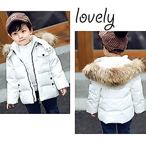 SANMIO Baby Boys Girls Two Piece Snowsuit, Toddler Winter Hooded Puffer Down Jacket Coat with Ski Bib