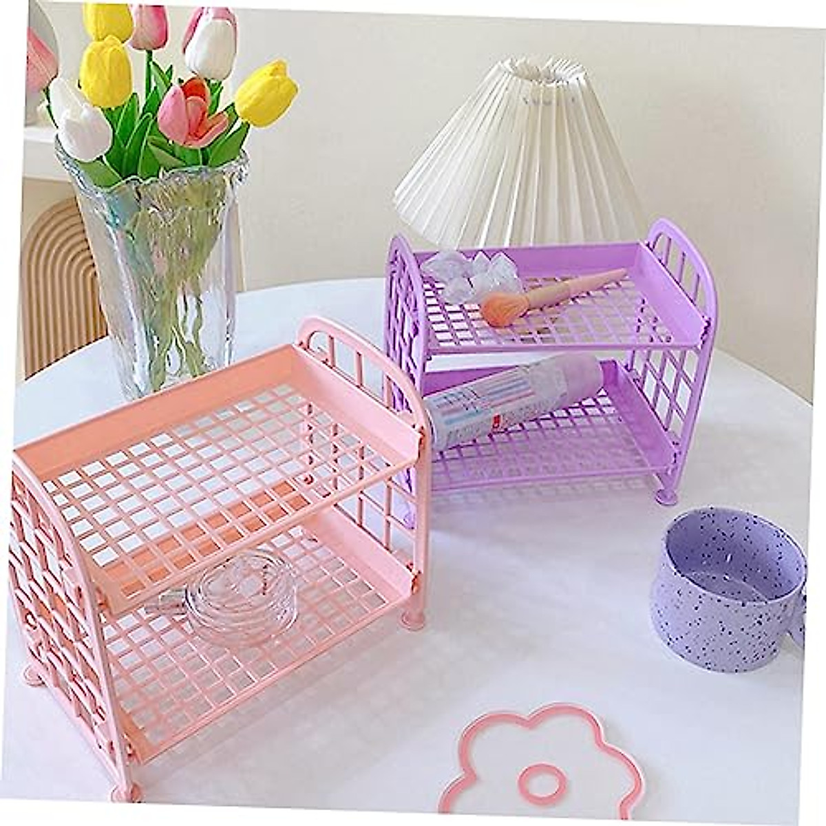 Cabilock 4Pcs Storage Rack freestanding Bathroom Counter Shelf Bathroom Organizer countertop Hair Product Organizer Shelves for cabinets Storage Holder Shelf Office Bookshelf Desk pp