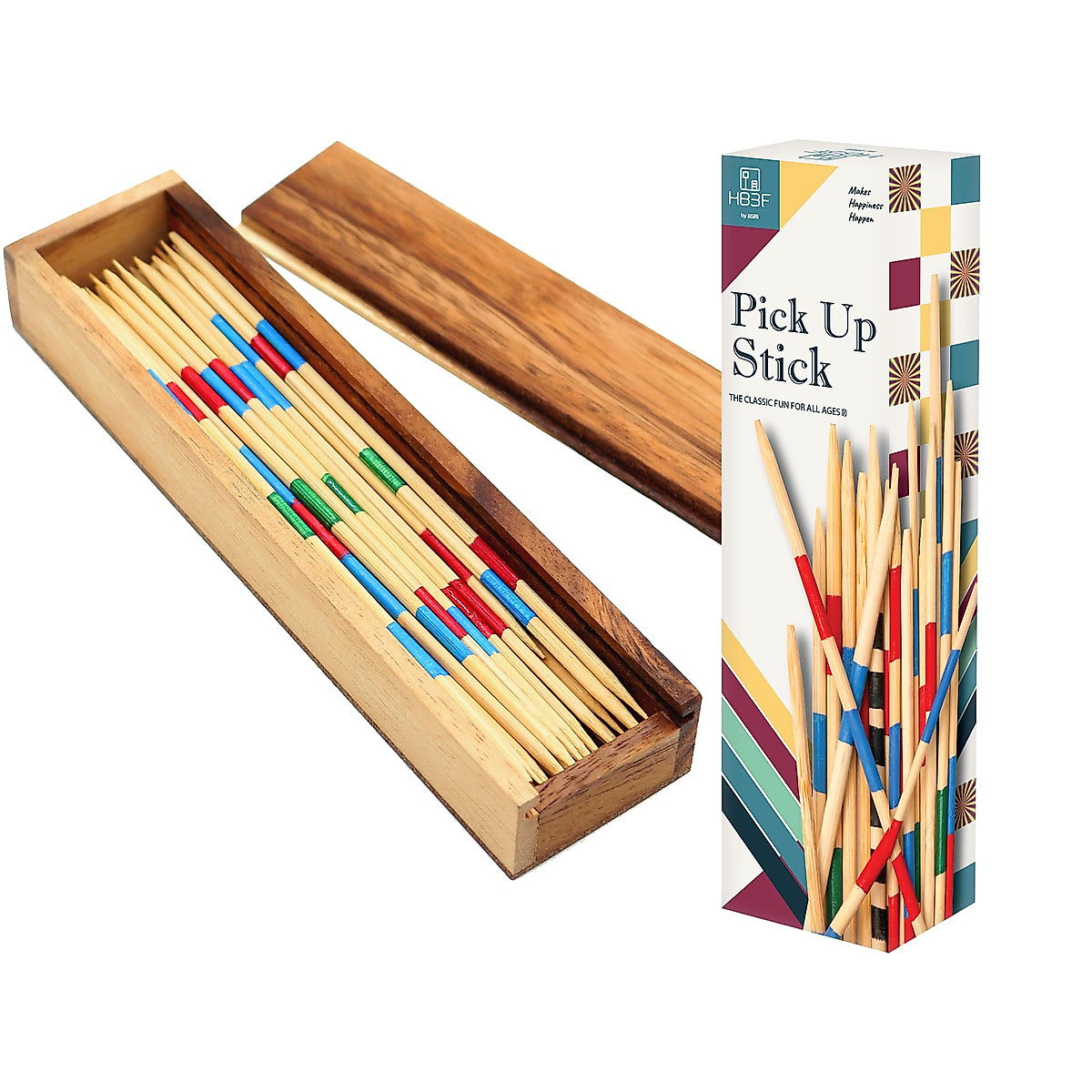 BSIRI Mikado Wooden Pick Up Sticks Classic Kids Board Game for Adults and Teens in Family and Children Board Games for Kids 7 and Brain Teasers of Mathematics Fun Table Games