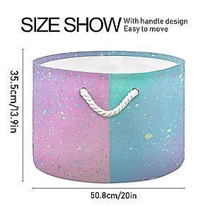 Large Storage Basket Unicorn Background with Rainbow Toy Storage Box Organizer Bins with Handles Laundry Hamper Basket for Home Decor