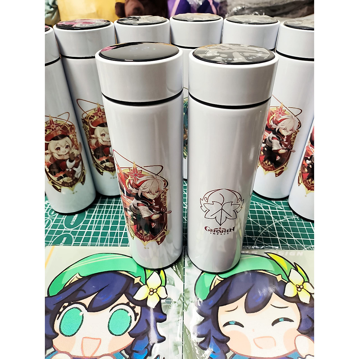 Xiao Thermos Water Bottle, Genshin Impact Sports Cute Insulated Beverage Bottle for Home School Outdoor Travel