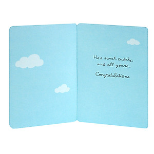 Hallmark Signature Baby Shower Card for Boy (Elephant with Balloon) Welcome New Baby Boy, Congratulations