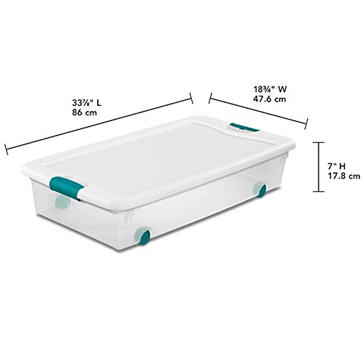 Sterilite 56 Qt./53 L Wheeled Latching Box Clears, Quart, White, 4 Piece