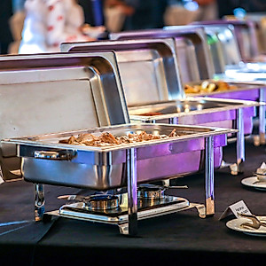 Tiger Chef 2-Pack 2.5-inch Deep, Half Size Stainless Steel Steam Table Chafer Pans, Hotels, Restaurant, Pan (2, Half Size Pans)