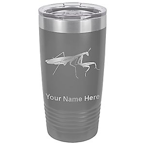 LaserGram 20oz Vacuum Insulated Tumbler Mug, Praying Mantis, Personalized Engraving Included (Gray)
