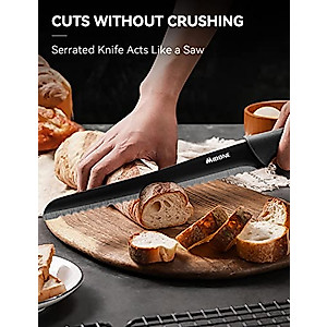 MIDONE Knife Set, 17 Pieces German Stainless Steel Kitchen Knife Set, Include Kitchen Accessories, Black