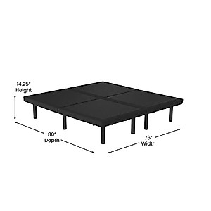 Flash Furniture Selene Adjustable Bed Base-Black Anti-Skid Upholstery-Height Adjustable Legs-Programmable Wireless Remote-Independent Head/Foot Incline-Split King
