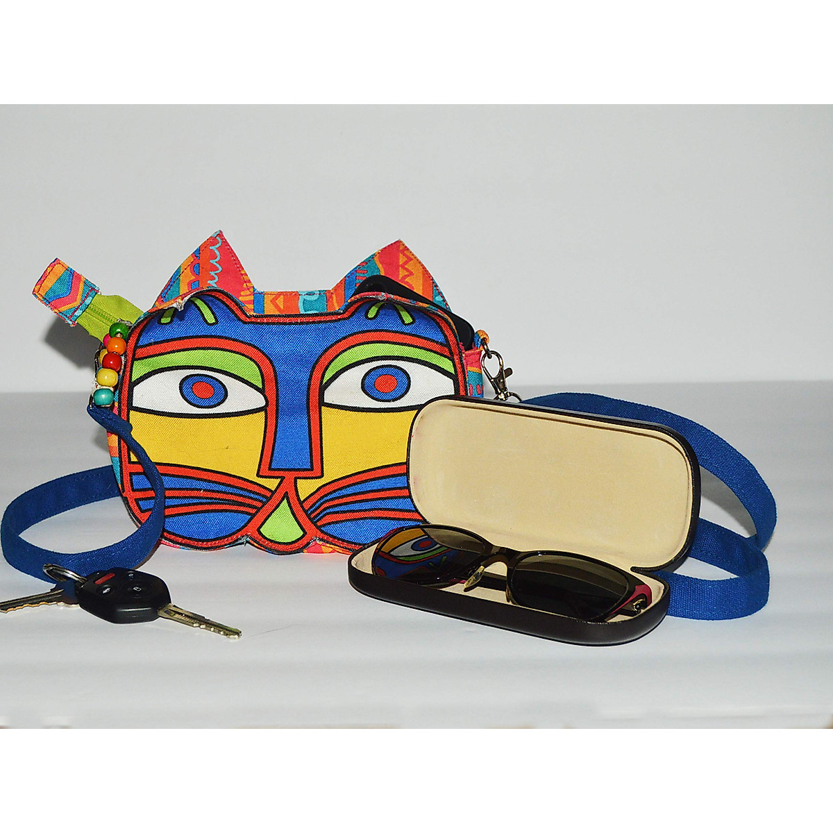 Cat-On-the-Bag A-Mews-Ing Kitty Face Fun Colorful Cat Crossbody Bag | One Pocket Sling Bag Cat Purse | Cute Gifts for Cat Lovers for Everyday Use, Travel, and More