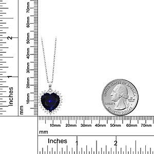 Gem Stone King 925 Sterling Silver Heart Necklace | Love Halo Pendant Necklace for Women | 1/2 Inch | with Complimentary 18 Inch Silver Chain