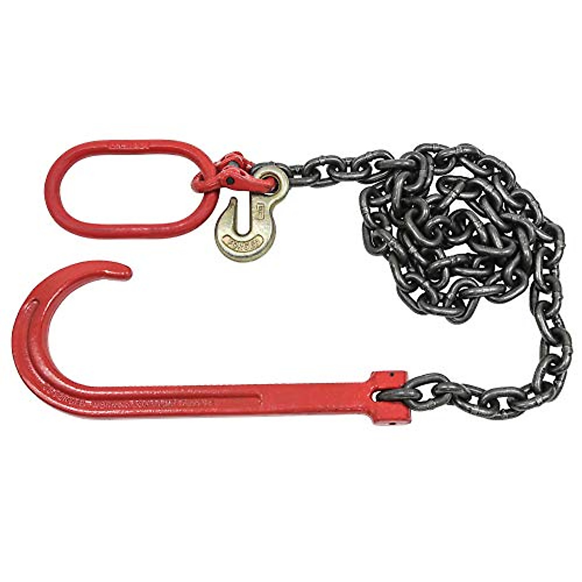 Mytee Products 3/8" x6' G80 15" Long Shank J Hook Tow Chain Recovery w/Eye Cradle Grab Hook - 7100 LBS WLL - Rollback Towing Chain for Car Wrecker Recovery Flatbed Trailers Truck - Towing Equipment
