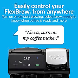 Hamilton Beach 49911 FlexBrew Trio 2-Way Coffee Maker, Single Serve & Full 12c Carafe, Black, FastBrew, Removable Reservoir, Alexa Enable