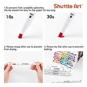 Shuttle Art 101 Colors Dual Tip Alcohol Based Art Markers,100 Colors plus 1 Blender Permanent Marker Pens Highlighters with Case Perfect for Illustration Adult Coloring Sketching and Card Making