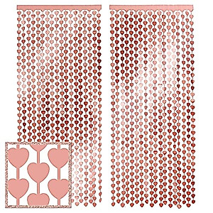 xo, Fetti Valentine's Day Heart Foil Curtain, Bachelorette Party Decorations - Set of 2 | Rose Gold Bridal Shower Birthday Gift Backdrop, Bridesmaid Favors, 21st, Vday