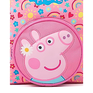 Peppa Pig Kids 4 Piece Backpack Set | Girls Boys Animated George Pig Hearts Pink Rucksack Lunch Bag Pencil Case Water Bottle | Back to School Bag Gifts