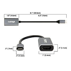 CalDigit USB-C to HDMI 2.0b Adapter - 4K 60Hz, High Refresh Support, HDR, Compatible with Thunderbolt 3/4/5, USB 3.1/USB4 for Apple MacBook Air, 2016+ MacBook Pro, iPhone 16/15 (USB-C to HDMI 2.0b)