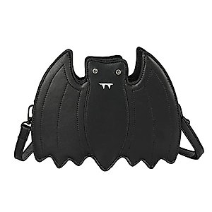 KUANG! Novelty Bat Little Devil Shaped Tote Shoulder Bag Kids Purse Halloween Fashion Dark Punk Style Handbags for Party