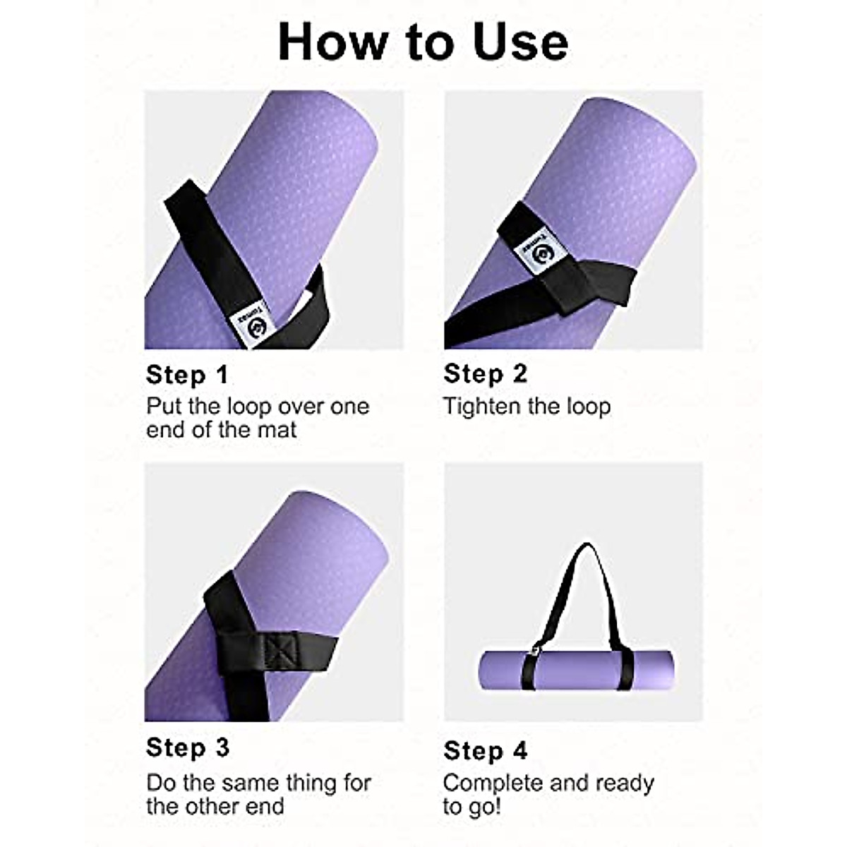 Tumaz Yoga Mat Strap [MAT NOT Included] (2 Sizes) with Extra Thick & Comfy Delicate Texture, Adjustable Yoga Mat Carrier