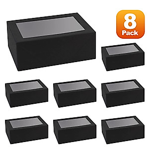 Hammont Gift Boxes - 8 Pack - Rectangular Shaped Bakery Boxes With Clear Window (Black, 7.5 * 5 * 3)