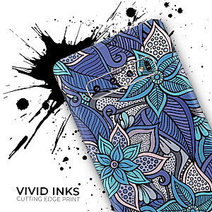 DesignSkinz Floral Blues Protective Vinyl Decal Wrap Skin Cover Compatible with The Samsung Galaxy S20 (Screen Trim & Back Glass Skin)
