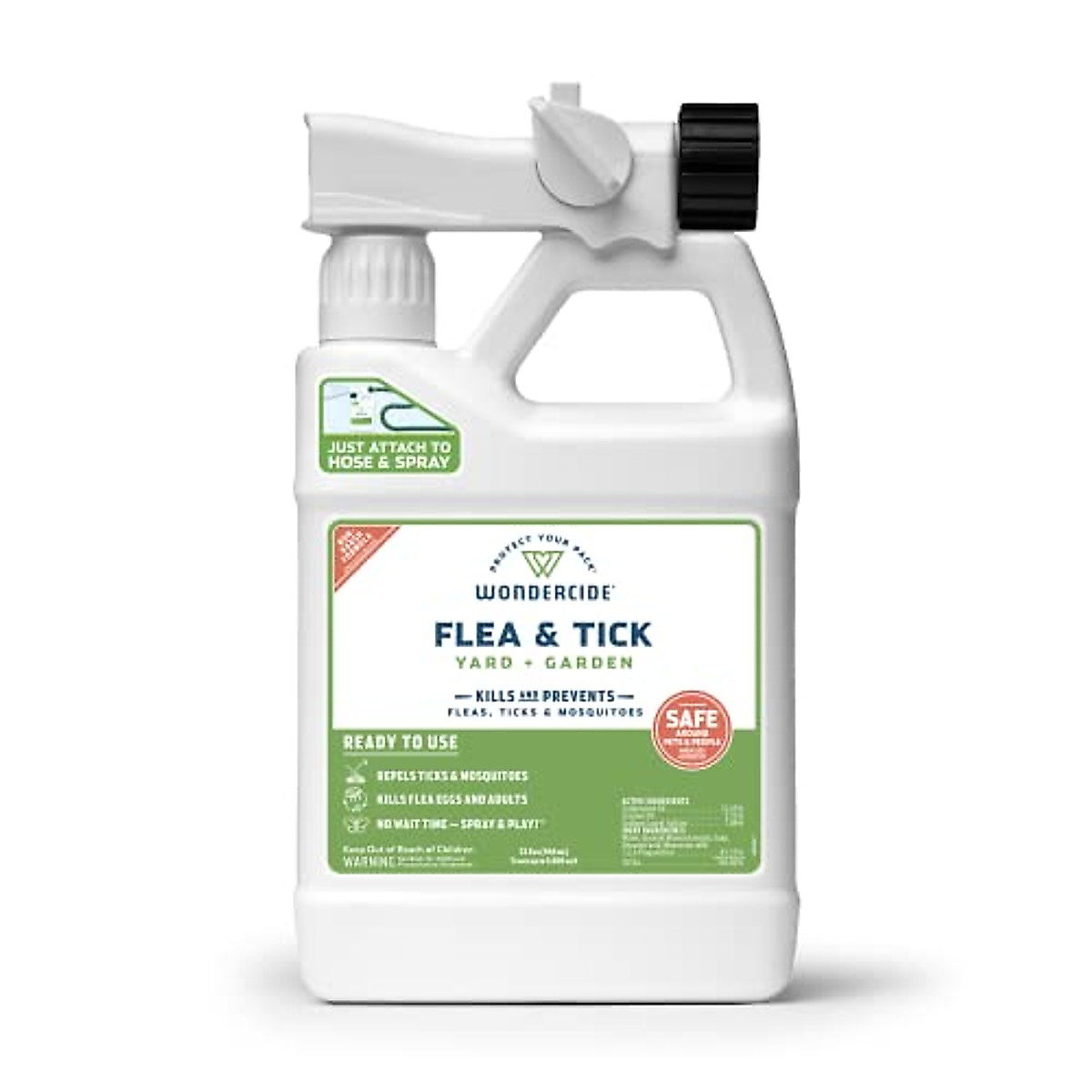 Wondercide - Ready to Use Flea, Tick, and Mosquito Yard Spray with Natural Essential Oils – Mosquito and Insect Killer, Treatment, and Repellent - Plant-Based - Safe Around Pets, Plants, Kids - 32 oz