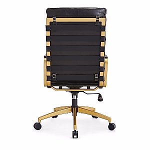 CAROCC Black Gold Desk Chair Black Gold Office Chair high Back Modern Office Chair managerial Chairs & Executive Chairs Swivel Office Chair Black Leather and Gold(1902 Gold Black)