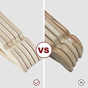 ELONG HOME Solid Wooden Hangers 30 Pack, Slim Wood Coat Hangers with Extra Smooth Finish, Precisely Cut Notches and Chrome Swivel Hook, Wooden Clothes Hangers for Shirt Suit Jacket Dress, Natural