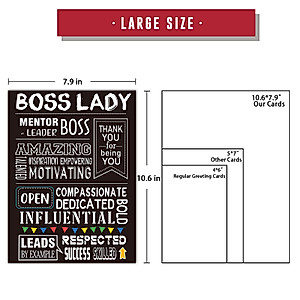 Ziwenhu Big Boss Day Card for Boss Lady, Boss Lady Gifts for Her, Large Boss Lady Birthday Card, Boss Appreciations Thank You Card for Women
