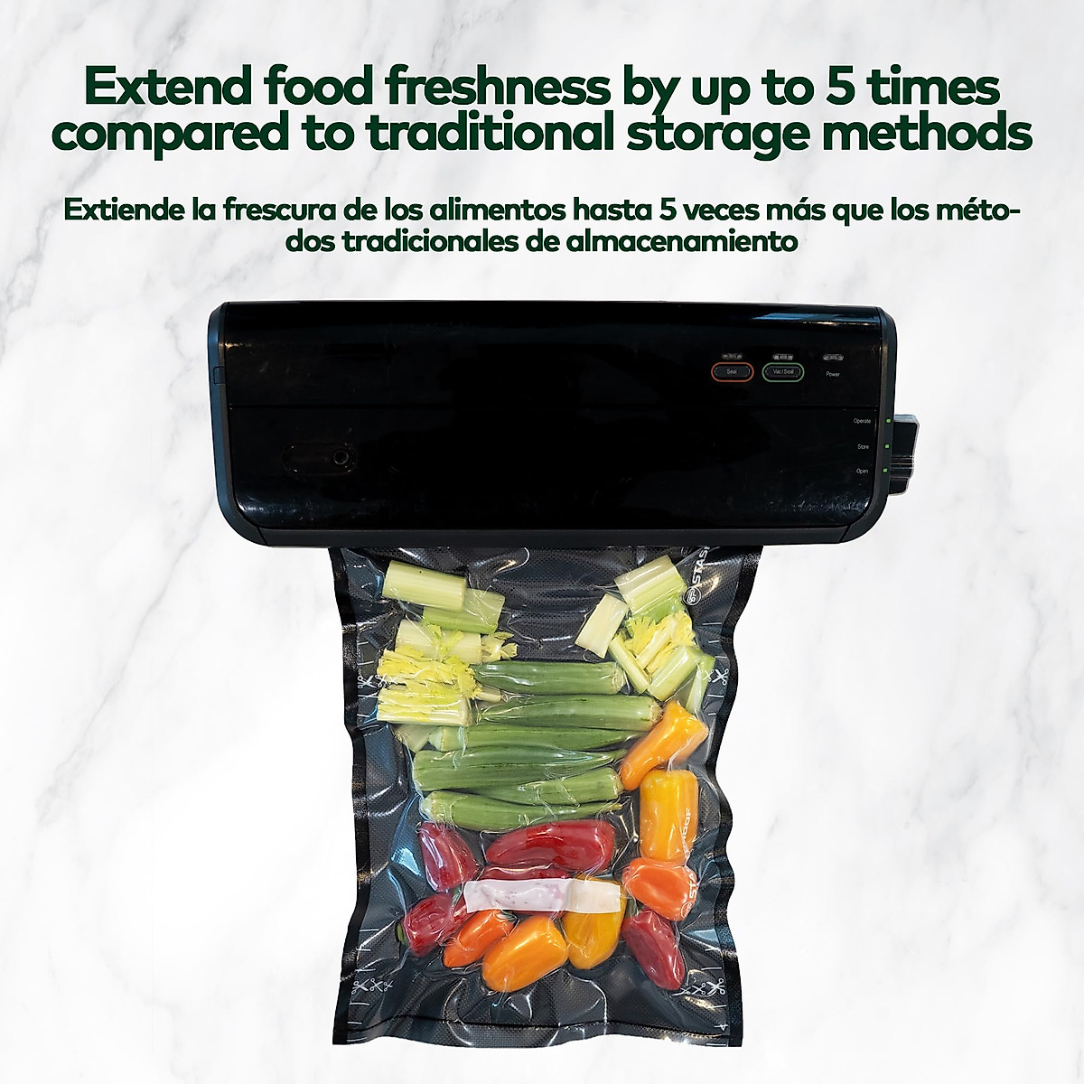 Stash Proof Resealable Zipper Vacuum Seal Bags 15" x 20" (50 Count) 5.5 Mil (Black and Clear) - BPA Free Commerical Grade Food Saver for Storage, Sous Vide, and Meal Prep Sealer Bag