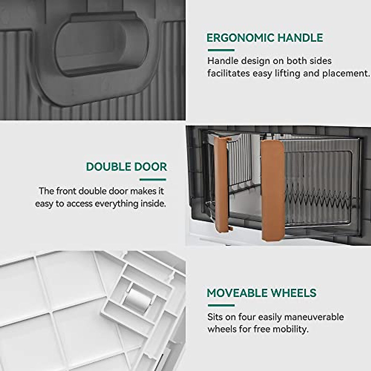 YITAHOME Storage Cabinet, Foldable Storage Bins with Clear Double Door, 8.4 Gal Storage Containers Stackable Storage Box for Groceries, Toys, Books (3 Packs, White)