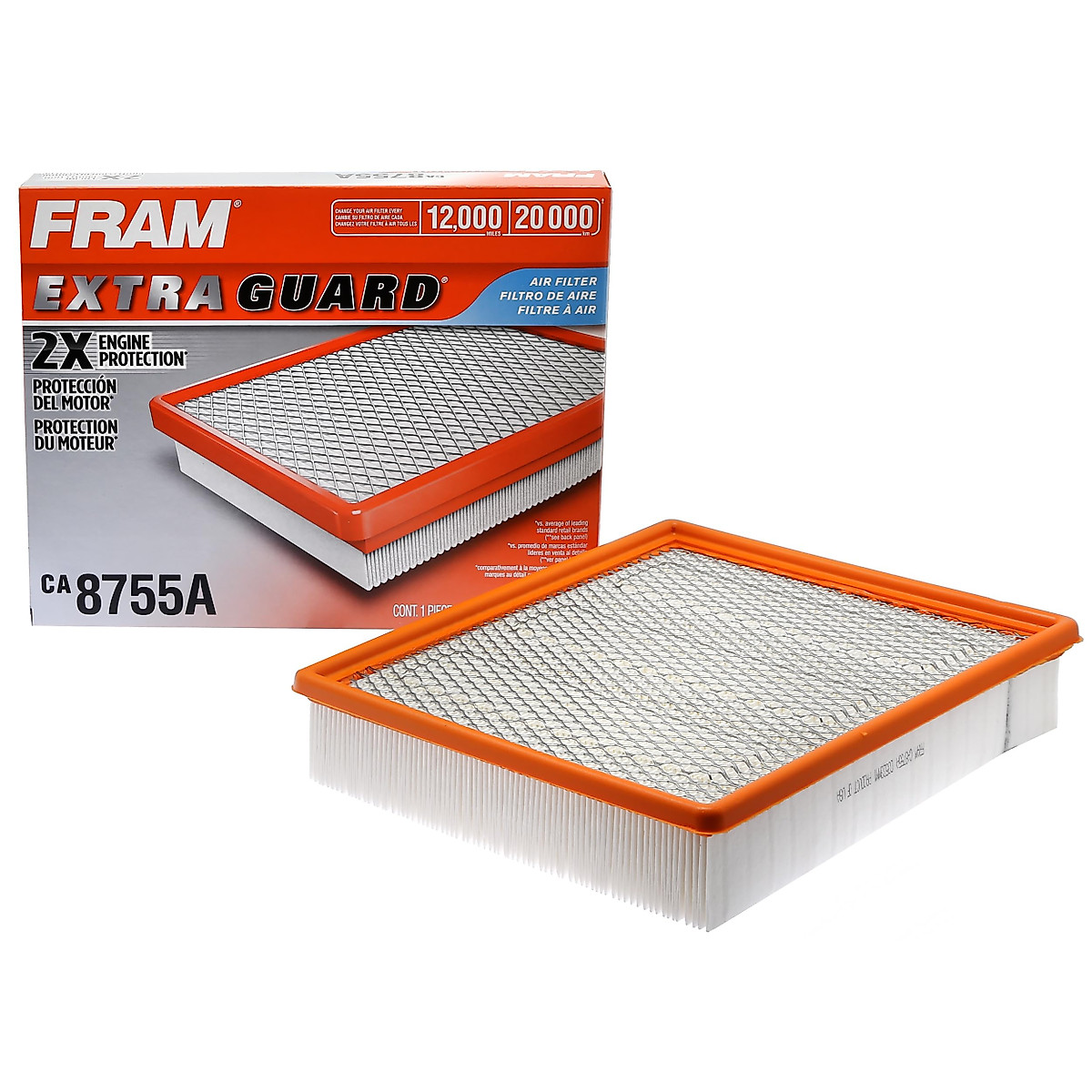 FRAM Extra Guard CA8755A Replacement Engine Air Filter for Select Cadillac, Chevrolet, and GMC Models, Provides Up to 12 Months or 12,000 Miles Filter Protection