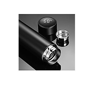 Thermos 2023 latest smart bottle LED display on lid. Smart Coffee bottle, Tea Infuser Bottle, Sports Water Bottle, Double Wall Vacuum Insulated Water Bottle, Stay Hot or Cold for 24 Hours (Black)